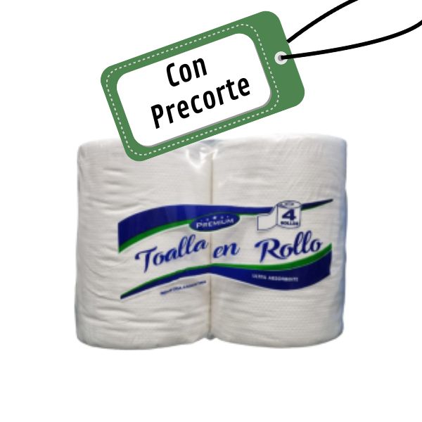 Toalla en Rollo Blanca Pack x4u 200 Mts Con Precorte – Aerofresh
